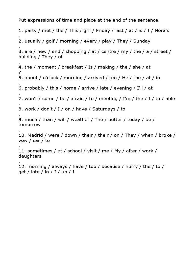 English Sentence Structure Practice | PDF