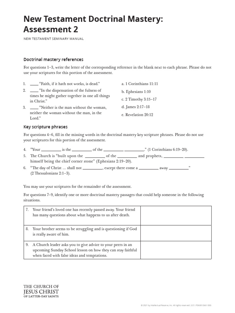 PD60012661 000 Doctrinal Mastery 2 Assessment - Indd | PDF