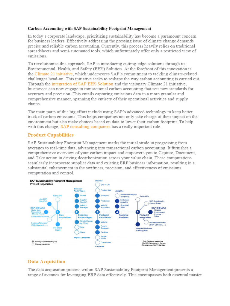 Carbon Accounting With Sap Sustainability Footprint Management Pdf