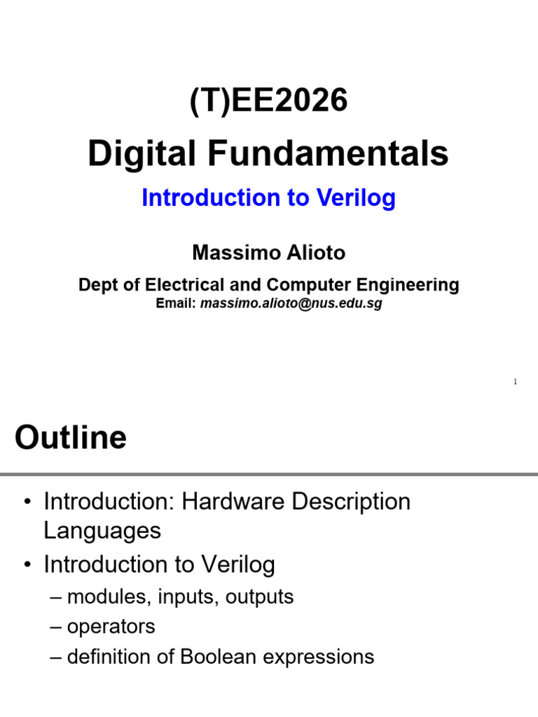 EE2026 - L3 - Verilog Intro | PDF | Hardware Description Language | Computing