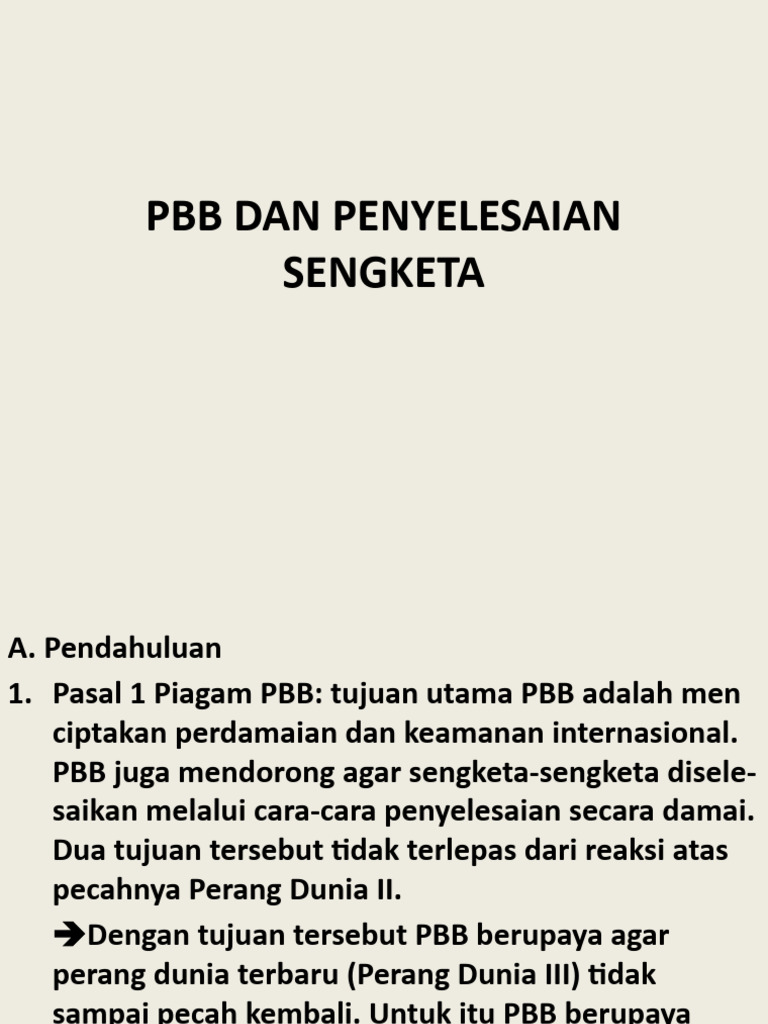 PBB Dan Penyelesaian Sengketa | PDF
