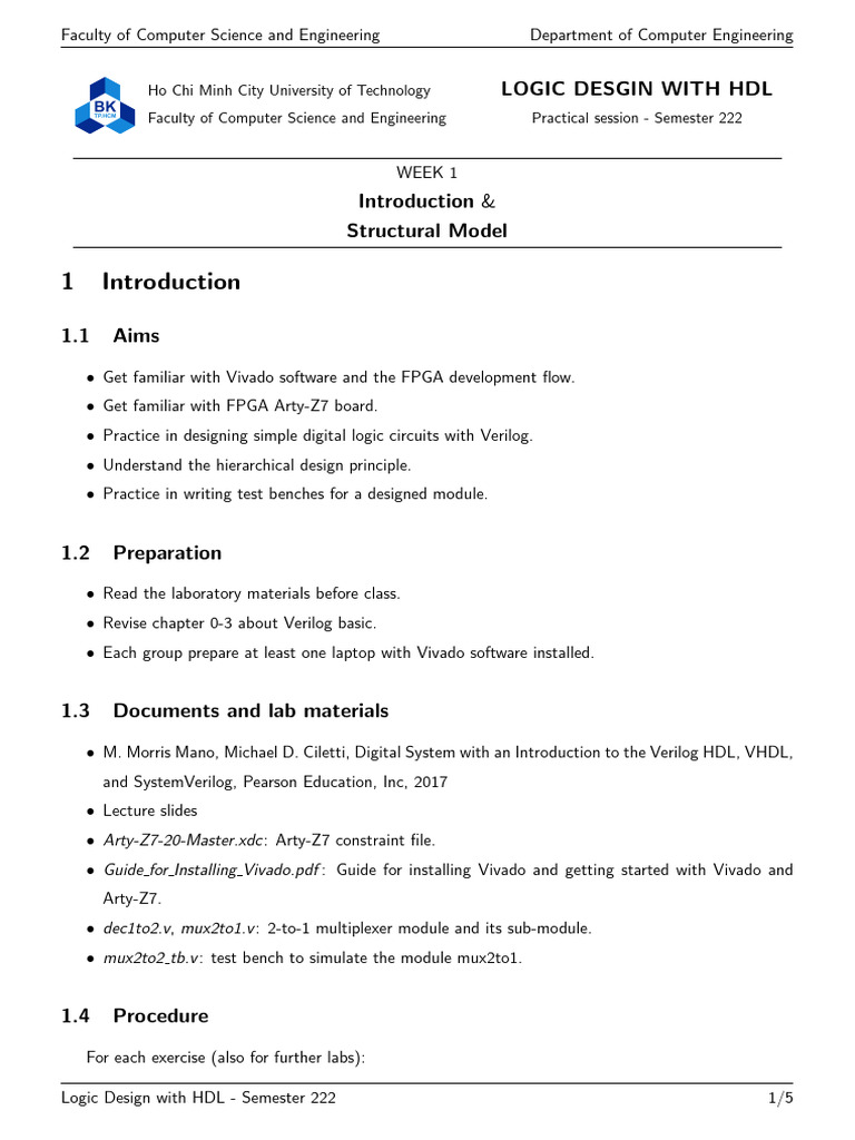 Lab 1 | PDF | Hardware Description Language | Logic Synthesis