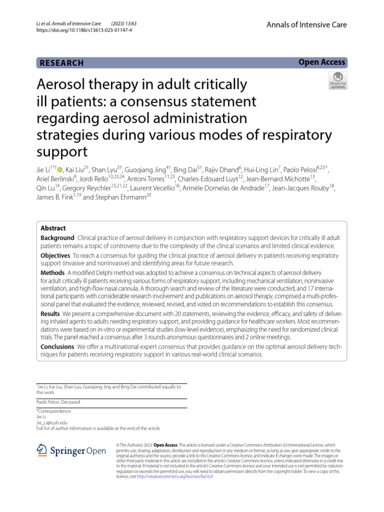 Aerosol Therapy | PDF | Respiration | Clinical Medicine