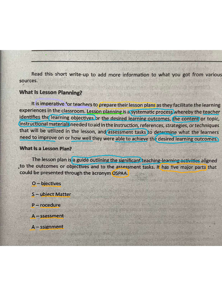 Major Parts of Lesson Plan | PDF