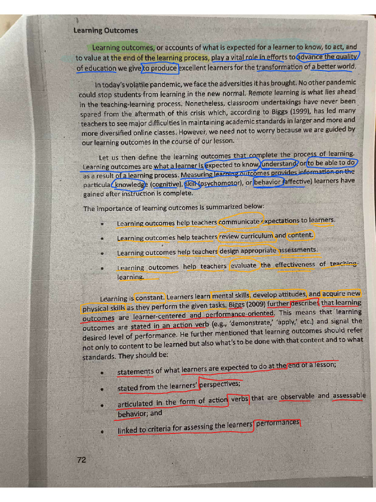 Learning Outcomes | PDF