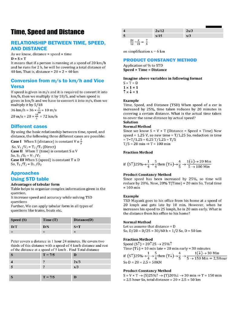 Time Speed Distance | PDF