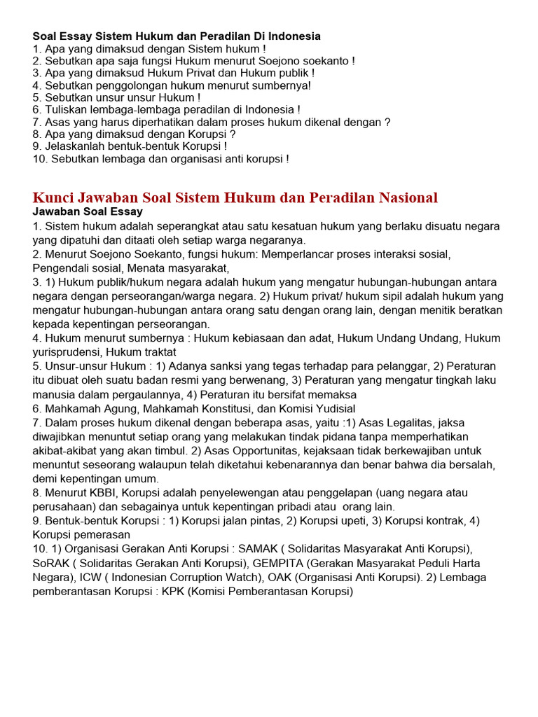 Soal dan Jawaban Hukum Indonesia | PDF