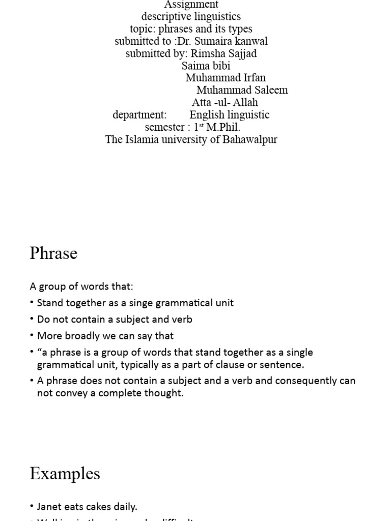 Phrase and Its Types | PDF | Adverb | Verb