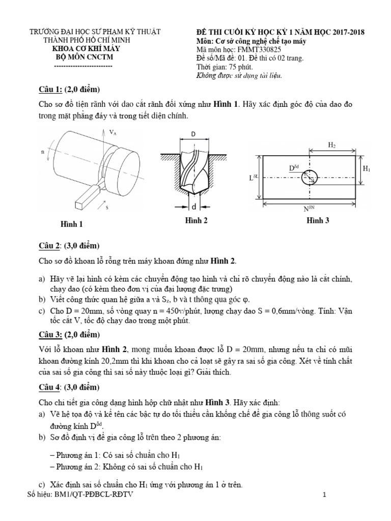 Đap An CSCN - Hk1 - 1718 | PDF