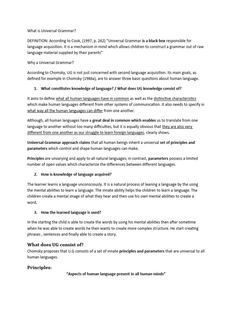 What Is Universal Grammar | PDF | Phrase | Syntax What Is Universal Grammar | PDF | Phrase | Syntax
