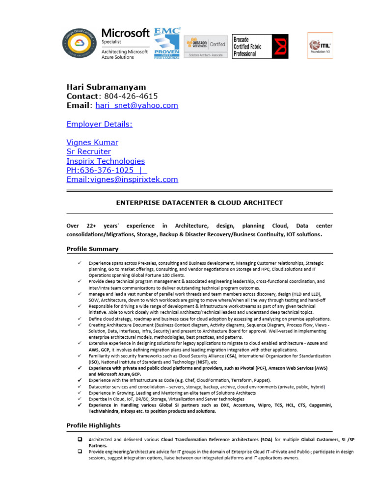 Hari Architect Resume | PDF