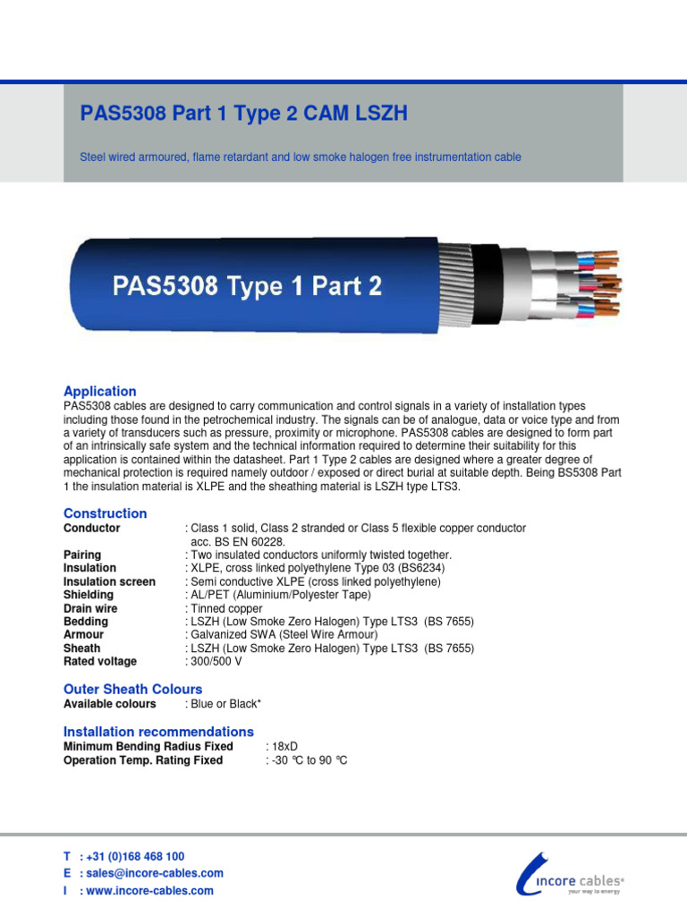Datasheet PAS5308 Part 1 Type 2 CAM LSZH | PDF | Building Engineering ...