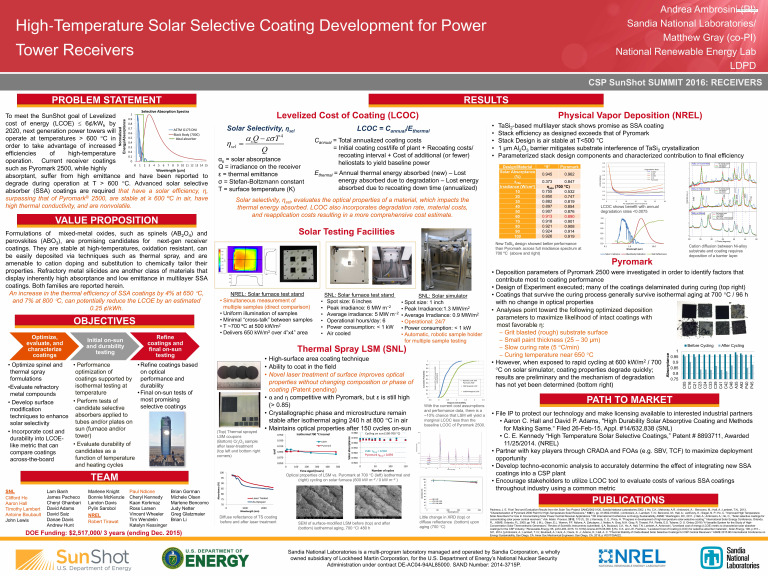 Temperature Solar Selective Coating Development For Power Tower ...