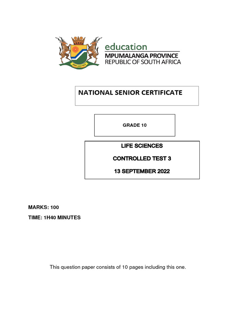 Grade 10 Sba Controlled Test 3 | PDF | Soil | Ecosystem