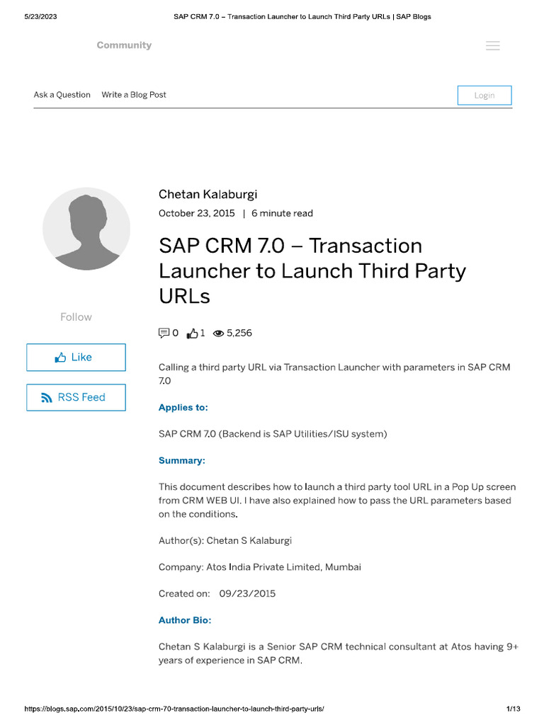 URL Transaction Launcher | PDF