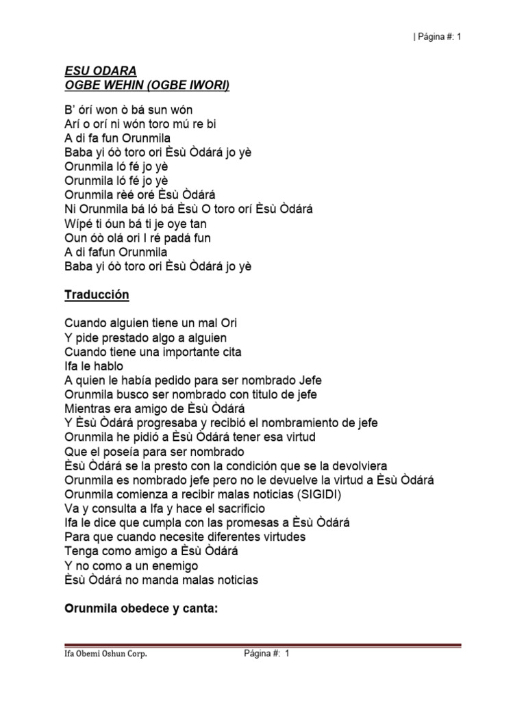 Esu Odara - Ogbe Iwori | PDF