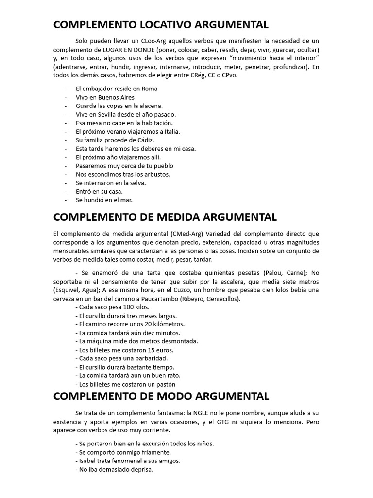 Complemento Locativo Argumental | PDF