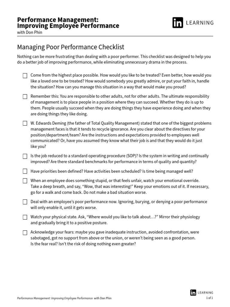 Managing Poor Employee Performance | PDF | Behavioural Sciences ...