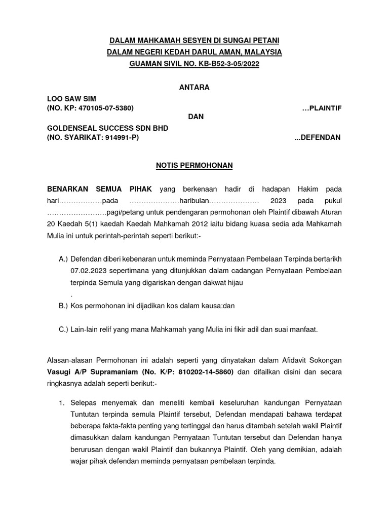 Notis Permohonan | PDF