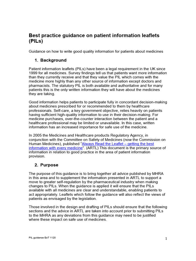 Best Practice Guidance On Patient Information Leaflets | PDF ... Best Practice Guidance On Patient Information Leaflets | PDF ...