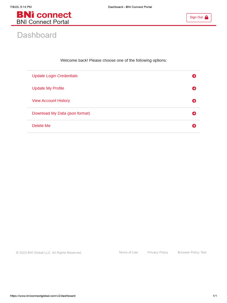 BNI Connect Portal Dashboard | PDF