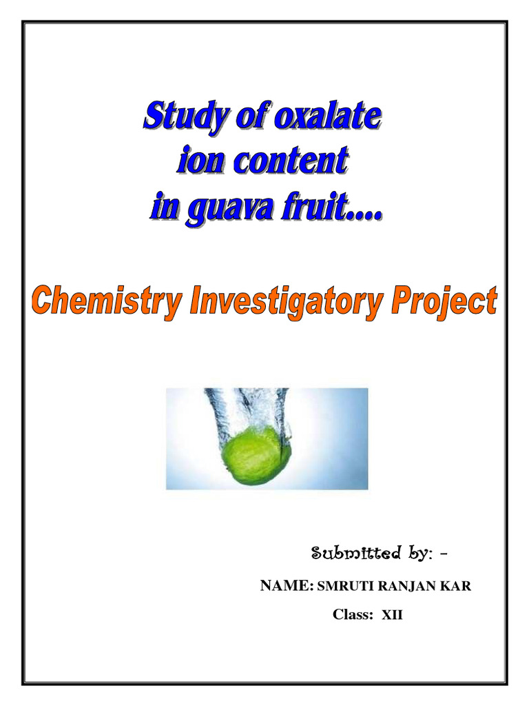 Study of The Presence of Oxalate Ions in Guava Fruit at Different ...