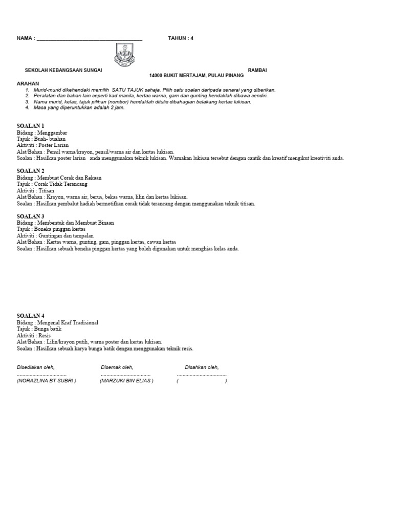 UPT PSV Tahun 5 | PDF