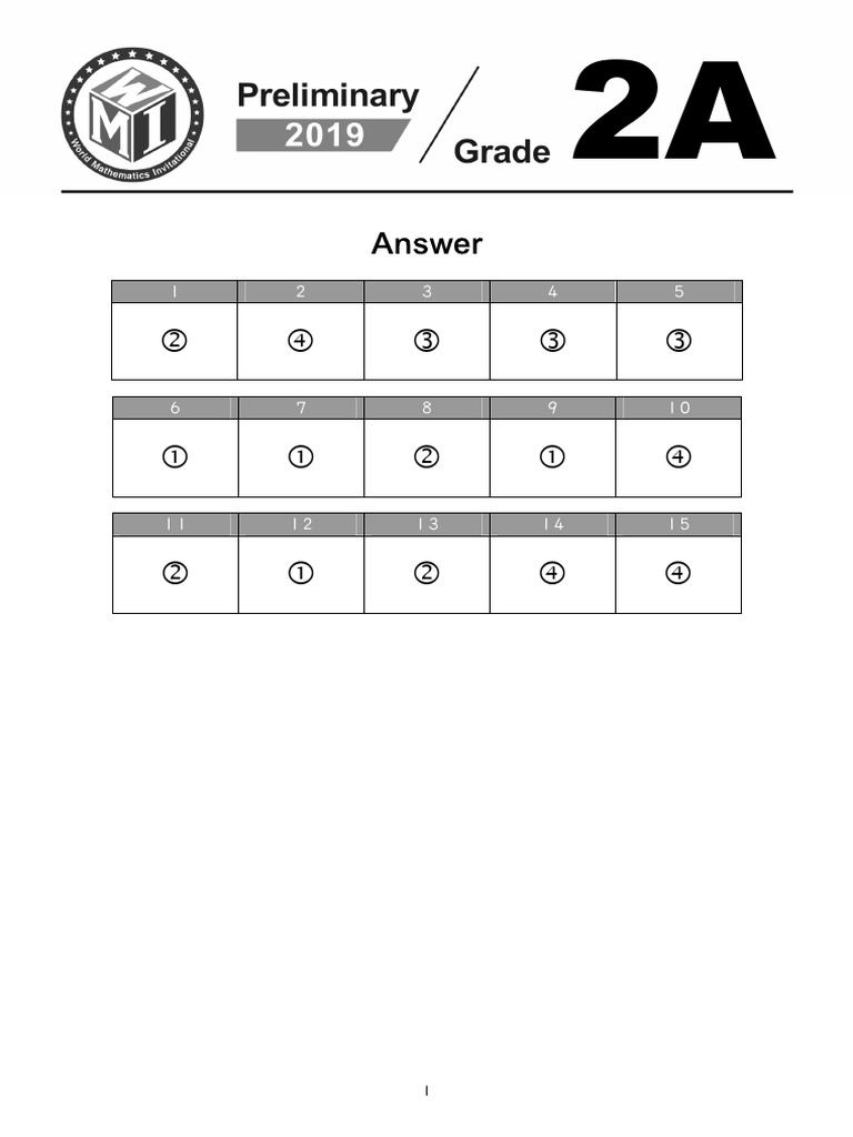 2019 WMI Grade 2 Answer | PDF