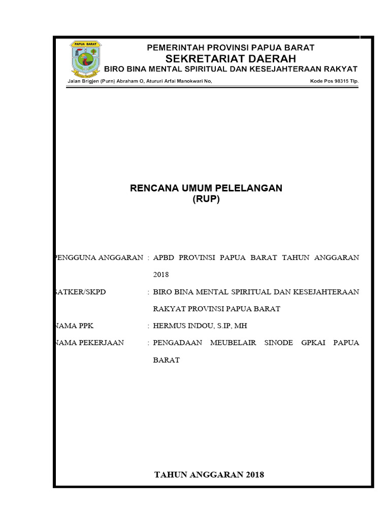 KAK Pengadaan Sinode GPKAI | PDF