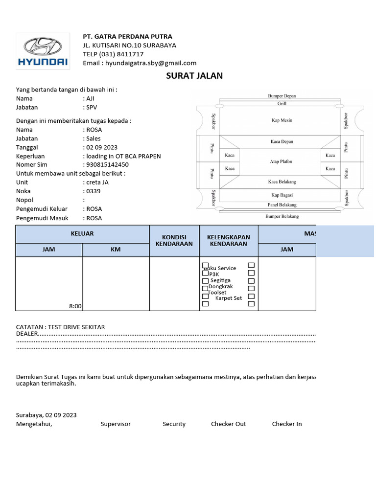 FORM TEST DRIVE Salinan Salinan | PDF