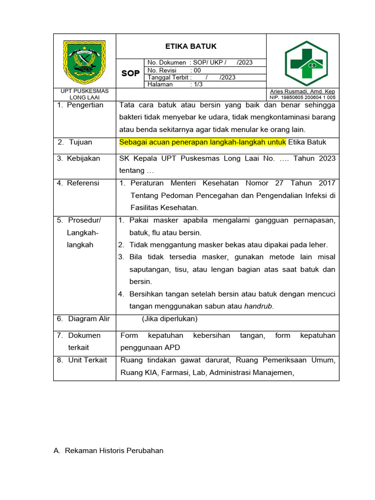 SOP Etika Batuk | PDF