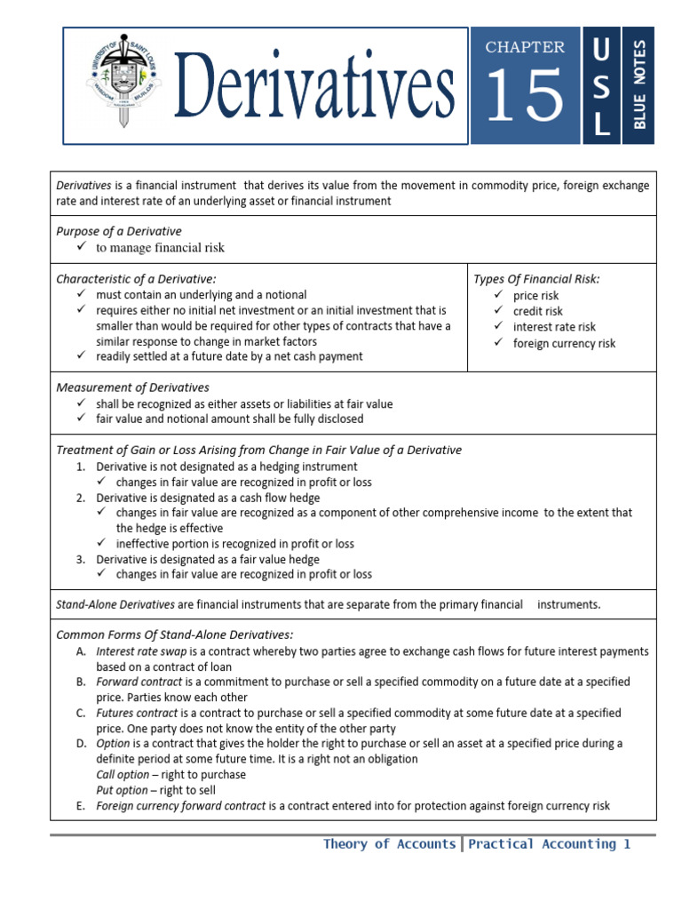 Understanding Derivatives in Accounting | PDF | Business | Law