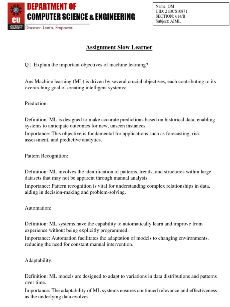 AIML Assignment | PDF