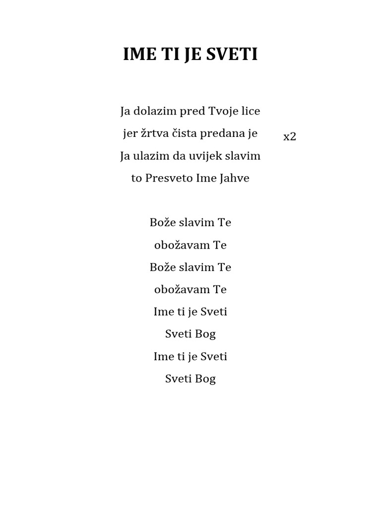 Ime Ti Je Sveti Pdf