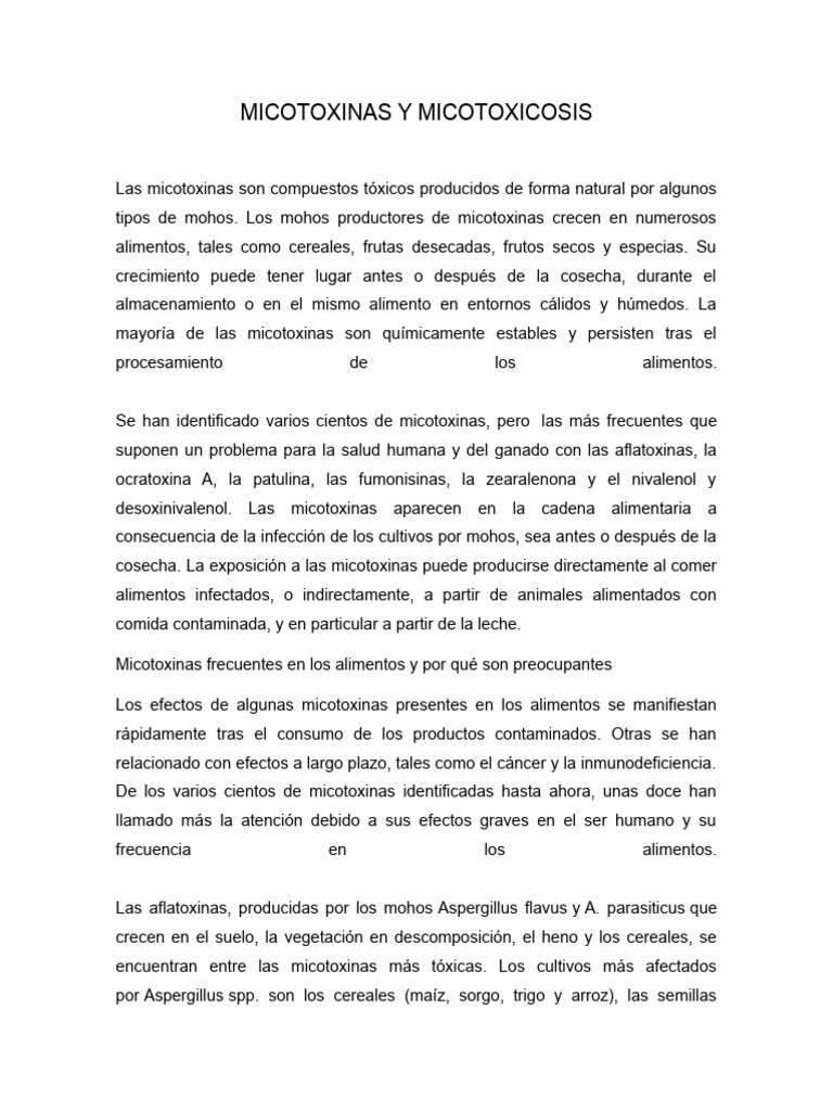 Micotoxinas y Micotoxicosis | PDF