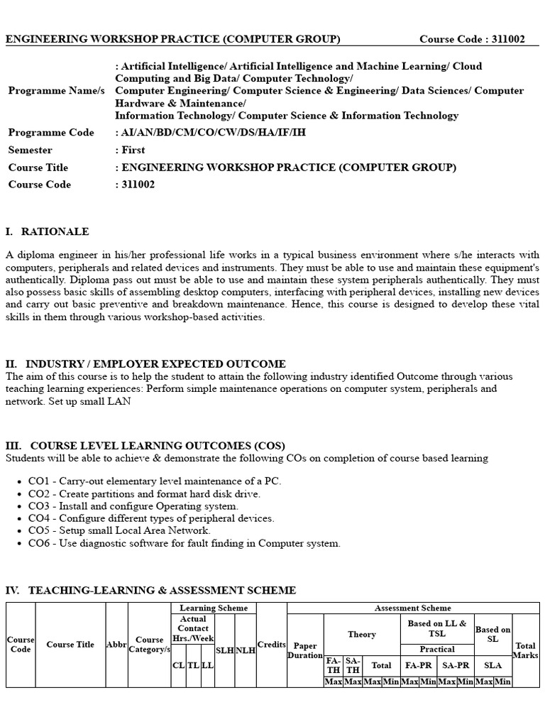 Engineering Workshop | PDF