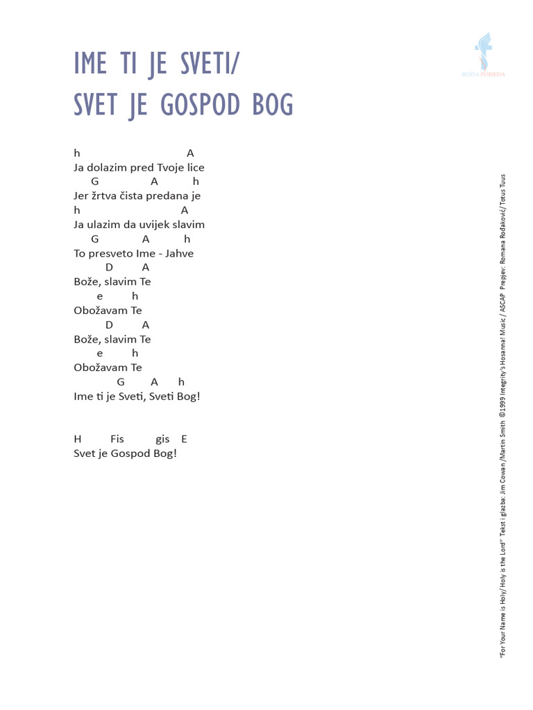 Ime Ti Je Sveti - Akordi | PDF
