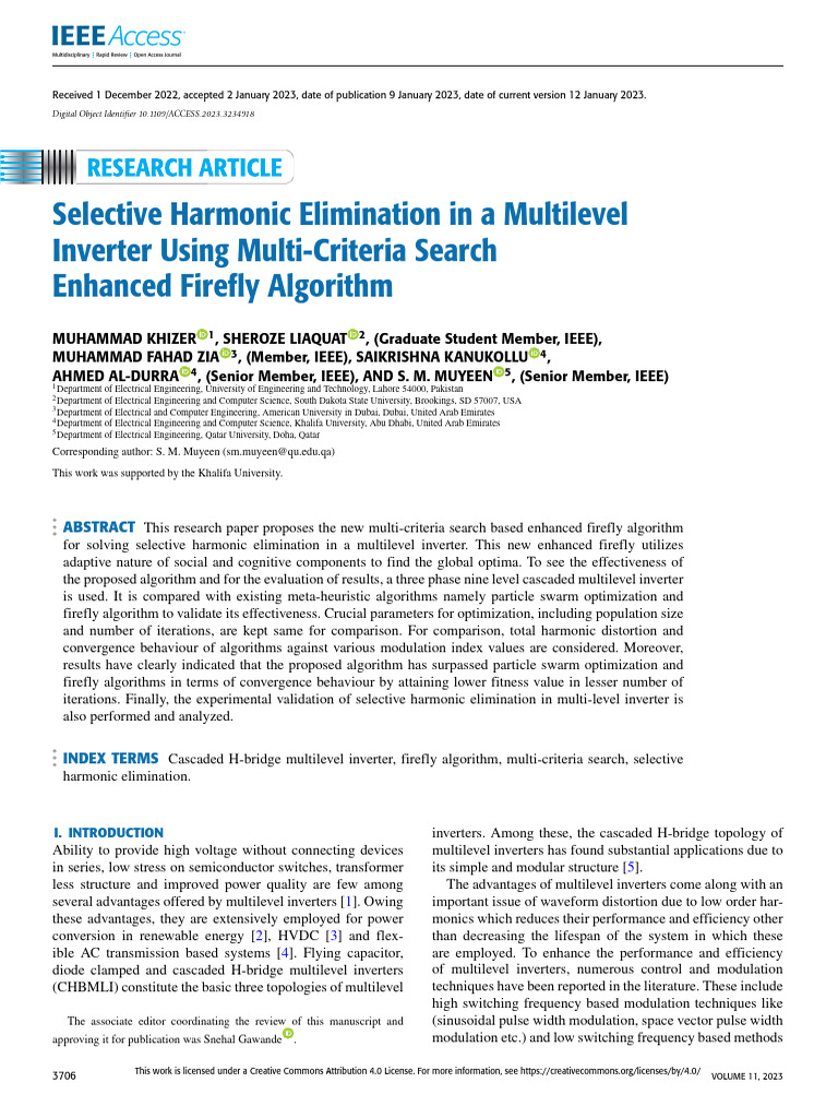 Selective Harmonic Elimination in A Multilevel Inverter Using Multi-Criteria Search Enhanced ...
