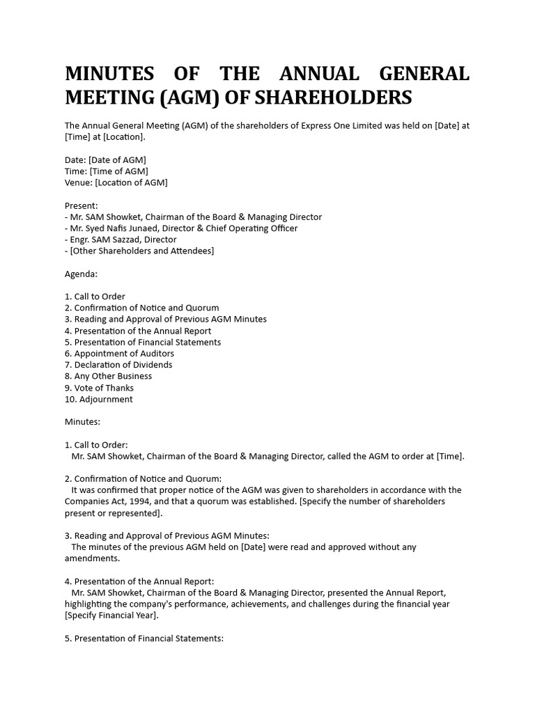 AGM Template | PDF