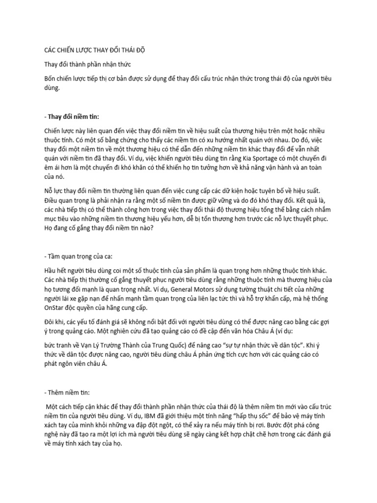 Các Chiến Lược Thay Đổi Thái Độ | PDF