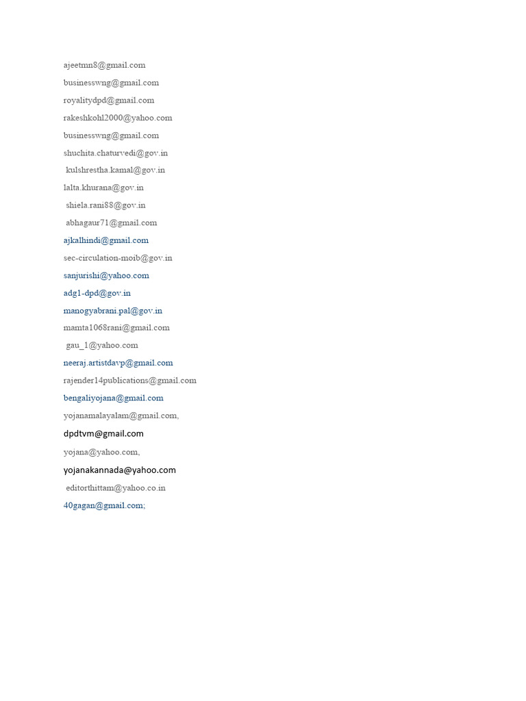 Email Contacts for Publications Division | PDF