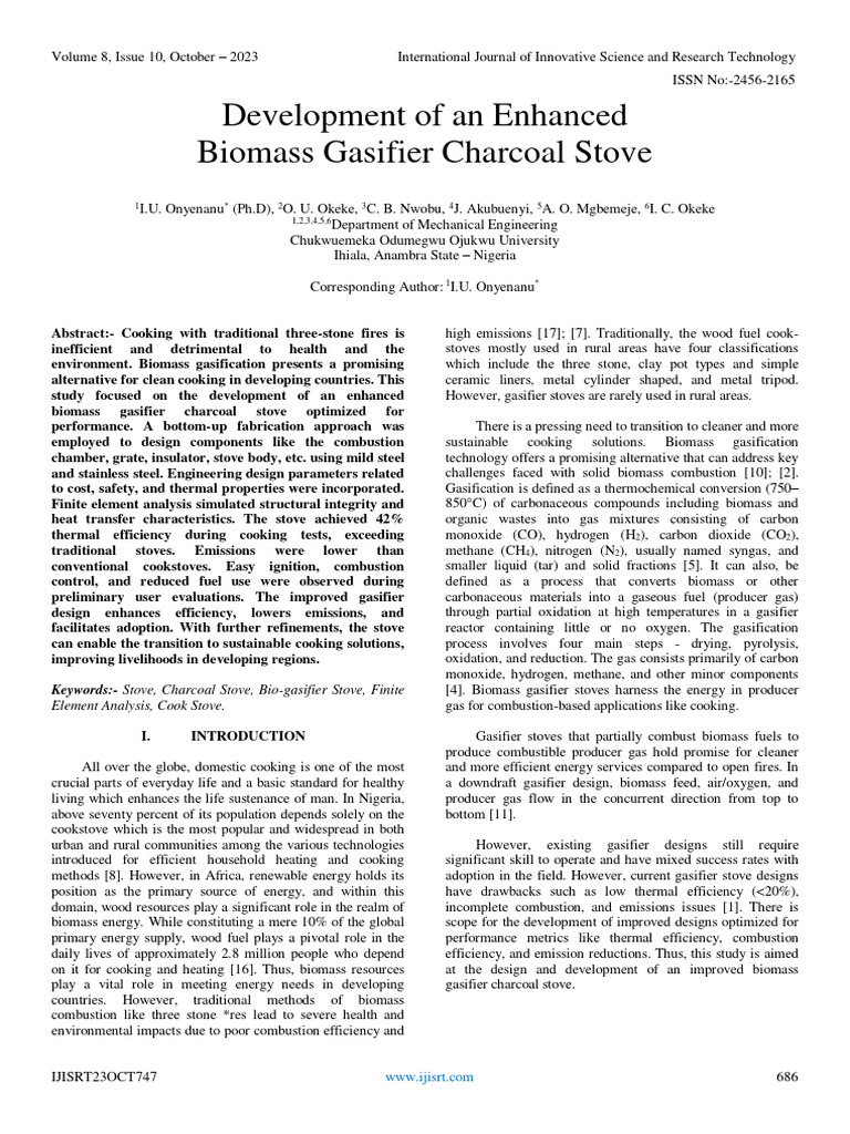 Enhanced Biomass Gasifier Stove Design | PDF | Gasification | Process ...
