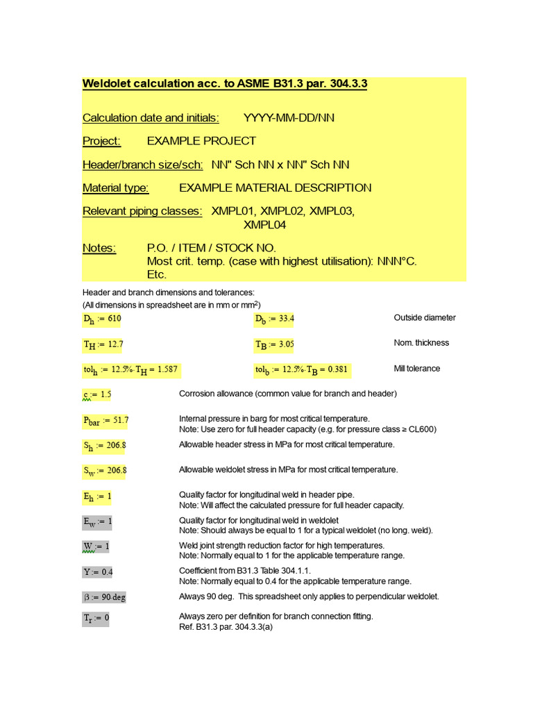 Weldolet Calc Template - Rev. B | PDF
