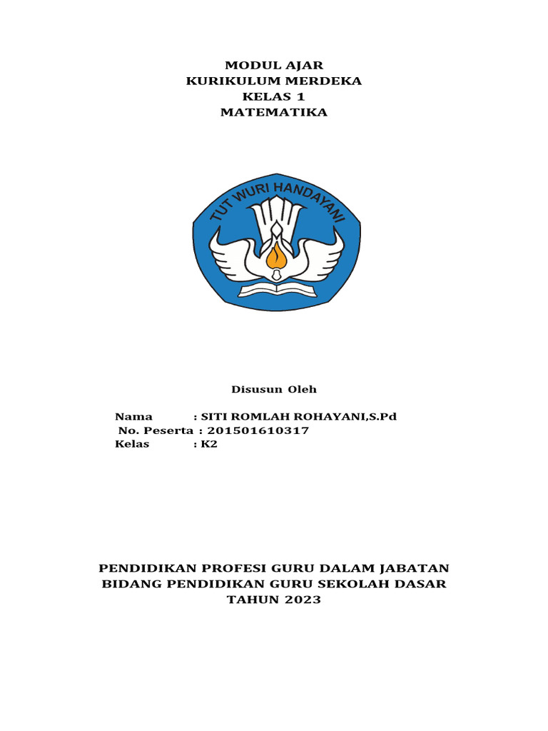Modul Ajar Matematika Klas ! SD Kurmer | PDF | Karier & Perkembangan ...