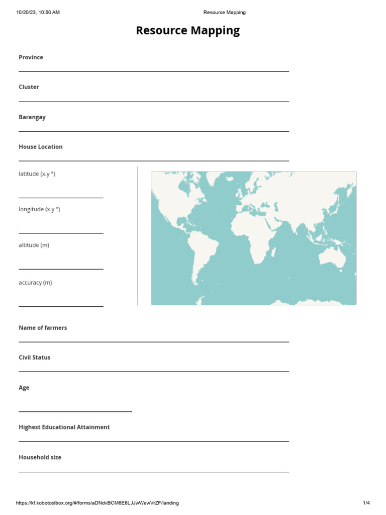 Resource Mapping - KoboToolbox | PDF | Farms | Economies