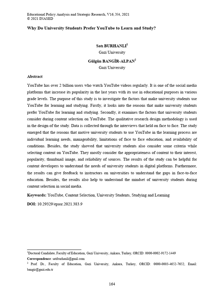 Why Student Prefer Learning From Youtube | PDF | You Tube | Social Media