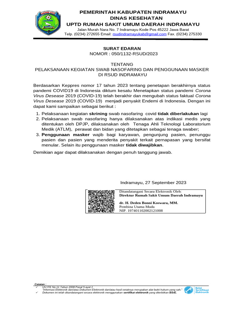 Surat Edaran Penggunaan Masker ( | PDF