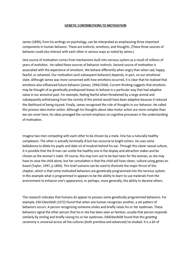 GENETIc CONTRIBUTION TO MOTIVATION | PDF