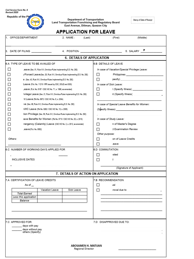 CSC Form No. 6 Leave Application | PDF | Parental Leave | Childbirth