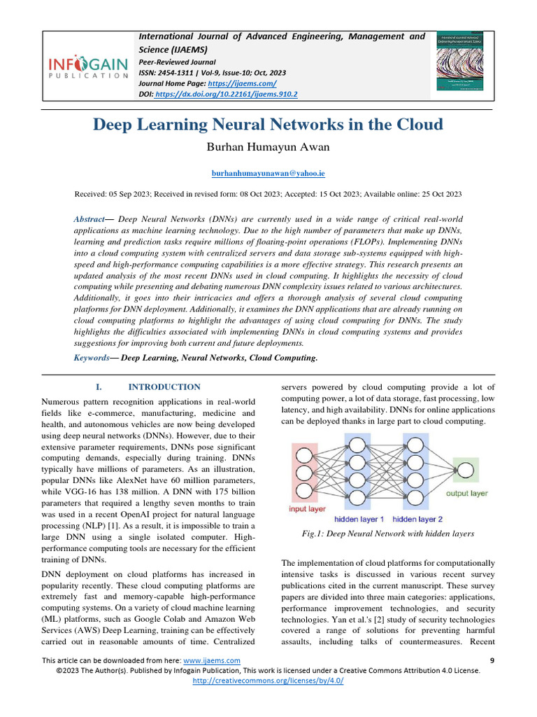 Deep Learning Neural Networks in The Cloud | PDF | Deep Learning | Cloud Computing